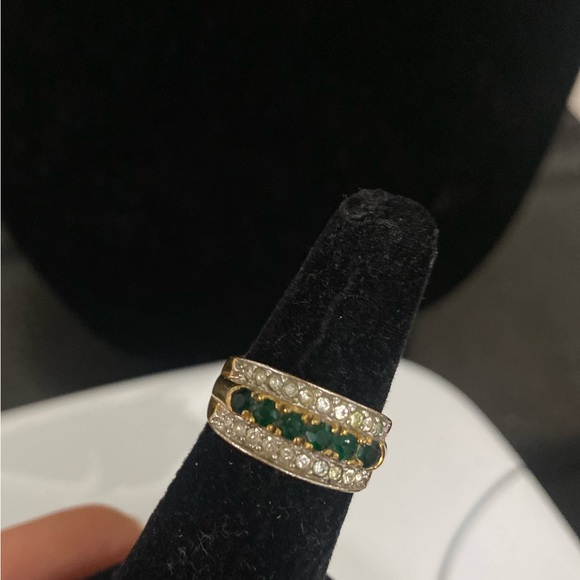 Vintage | Jewelry | Vintage 4k Ge Emerald Green Rhinestone Ring | Poshmark